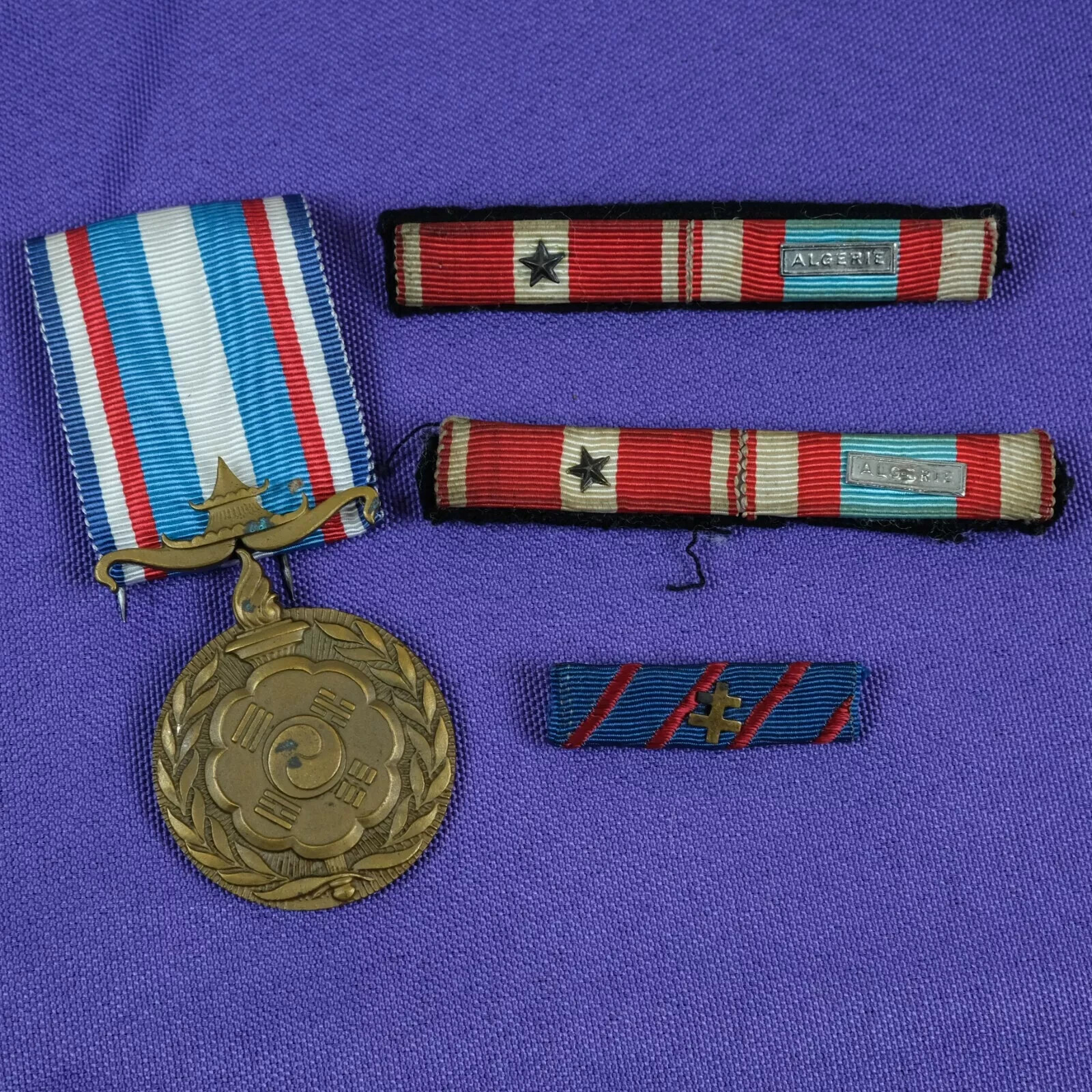 French Medal + Ribbon Lot - Resistance, Algeria, Military Valour ...