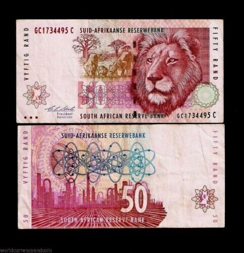 South Africa 50 RAND P-125B ND 1992 Oil Refinery Animal LION Wildlife ...
