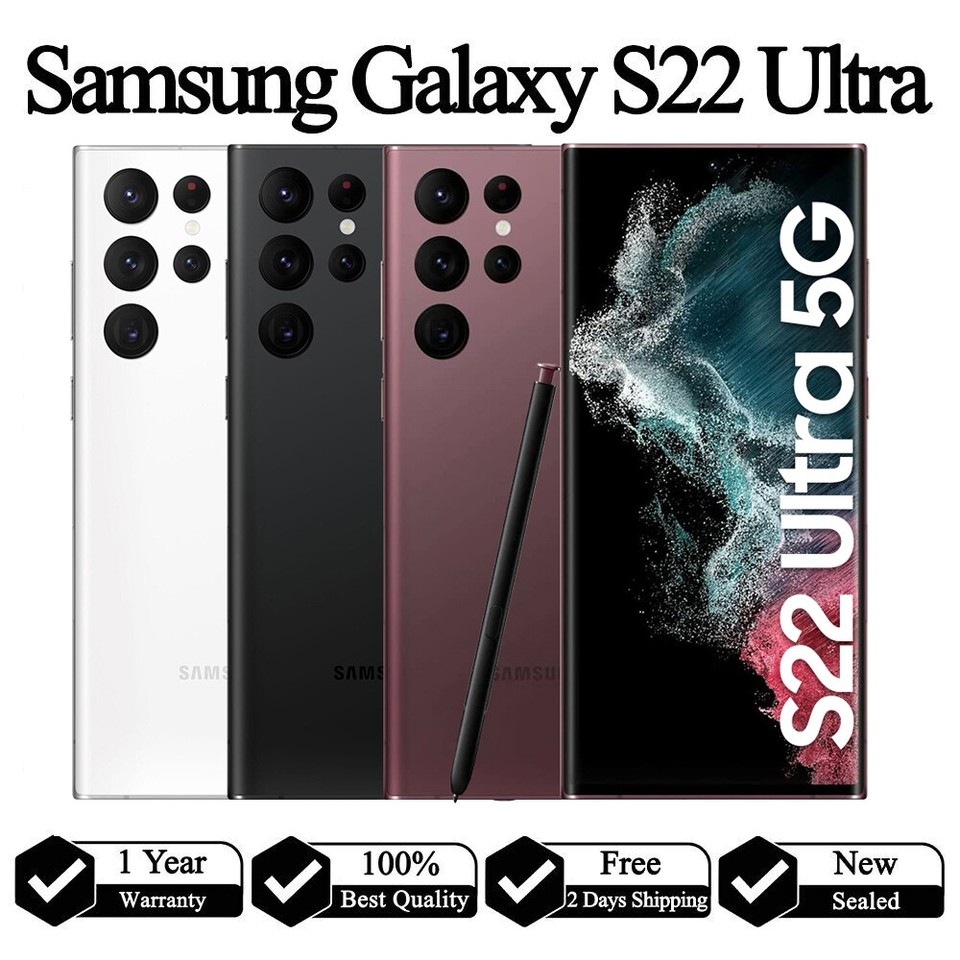 NEW SAMSUNG GALAXY S22 ULTRA 5G SM-S908U1 FACTORY UNLOCKED ALL COLORS ...