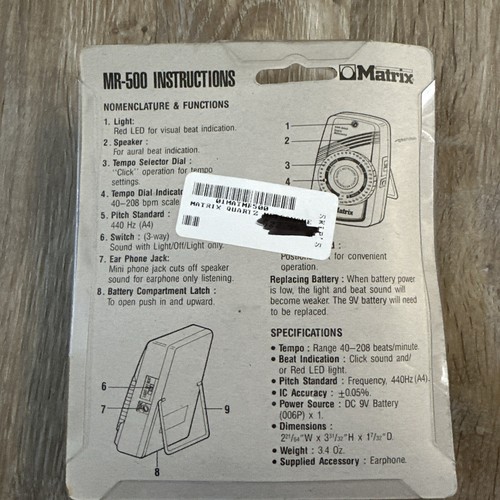 Matrix Mr-500 Quartz Metronome Visual Practice Assistance MR500 for ...