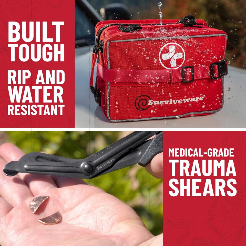 Surviveware 238 Pcs Comprehensive Premium Survival First Aid Kit ...