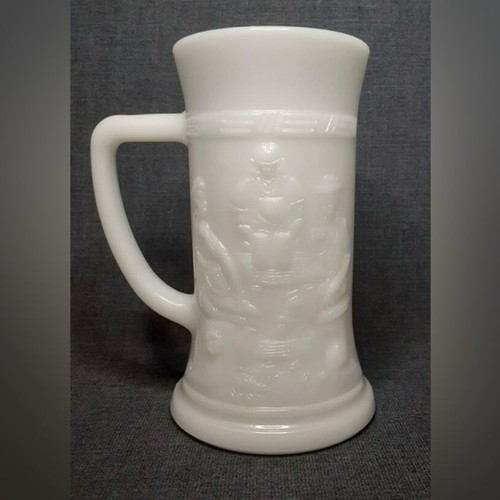 1960s USA Federal White Onyx Beer Stein Milk Glass Pub Tavern Scene 10 ...