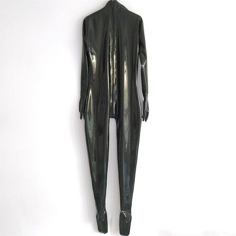 Full Cover Latex Catsuit Back Zipper Bodysuit Rubber Jumpsuit Club Wear ...