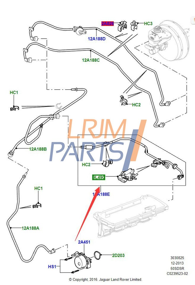 Genuine Range Rover RR Sport VACUUM HOSE TO SYMPOSER LR088580 AJ813949 ...