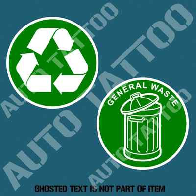 RECYCLE & GENERAL WASTE DECAL STICKER COMMERCIAL GARBAGE BIN OH&S ...
