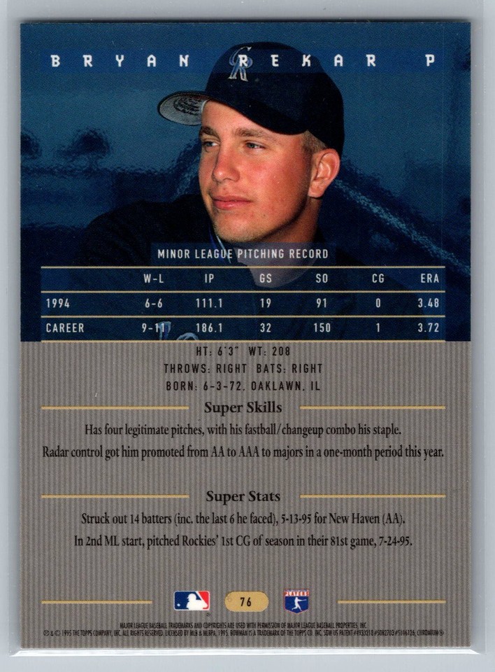 1995 Bowman's Best Baseball #76 Bryan Rekar Colorado Rockies | eBay