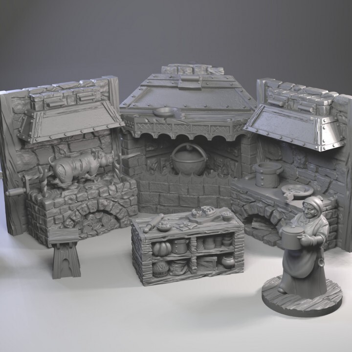 28mm Medieval Kitchen Dungeons & Dragons DnD D&D Tavern Furniture ...