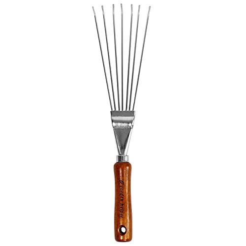 Japanese Hand Rake Garden Tool, Japanese Steel with Wood Handle, Brown ...