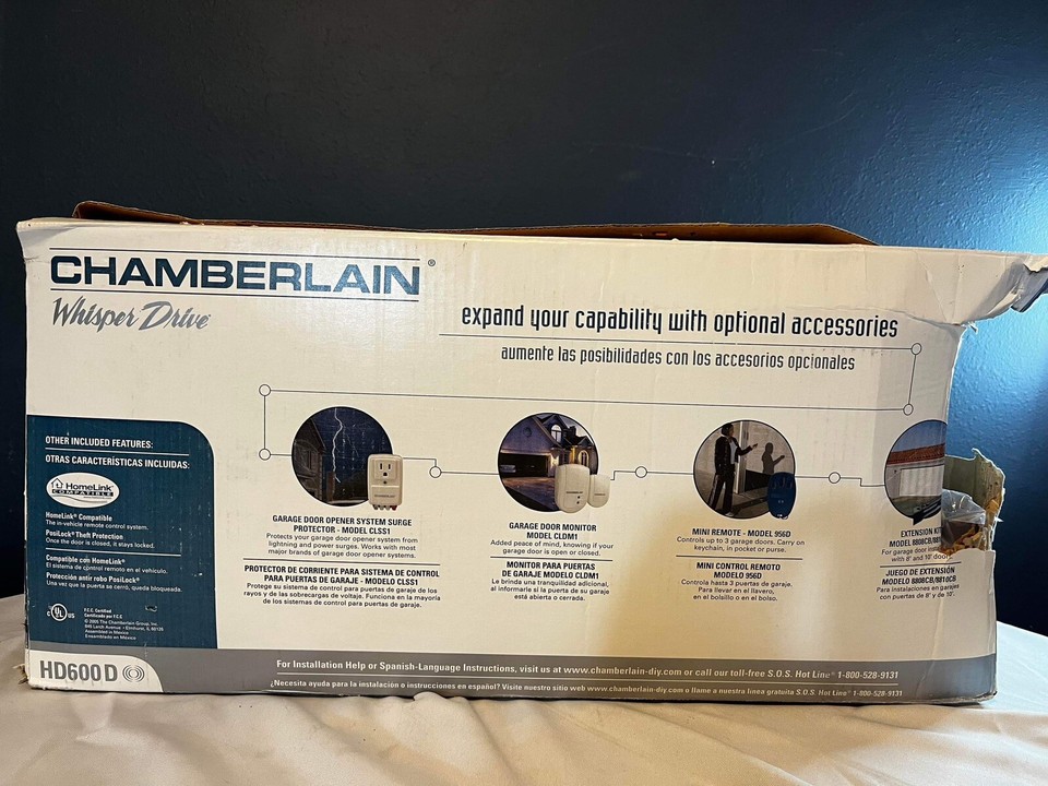 CHAMBERLAIN Whisper Drive HD600D Garage Door Opener Belt-drive Ultra ...