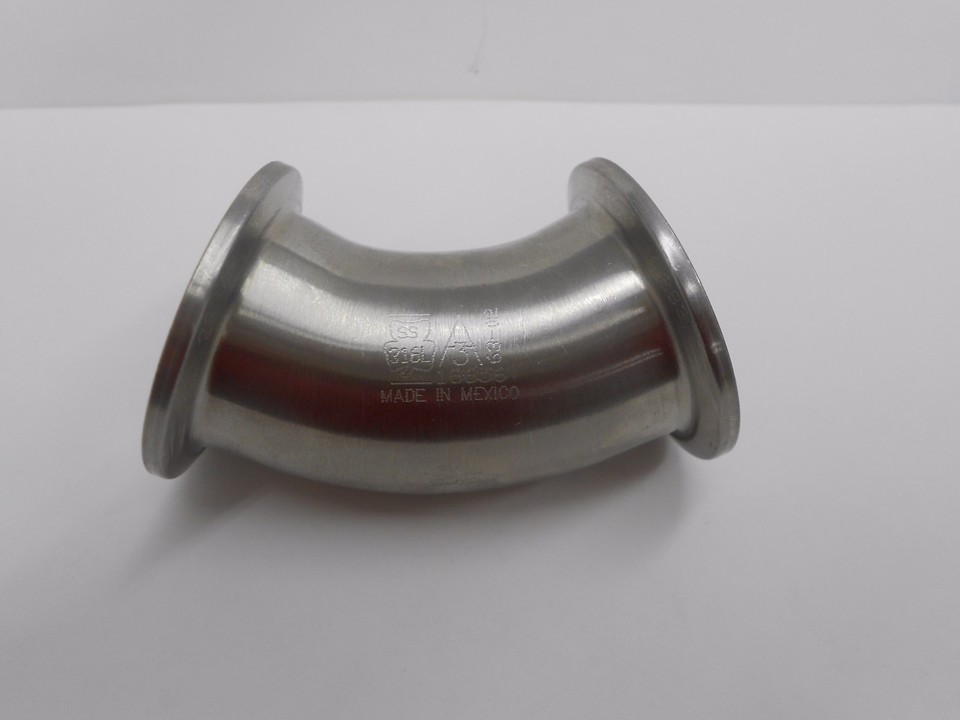 TRI-CLOVER ASME BPE SFF5 1½" SANITARY TRI-CLAMP 45º ELBOW | eBay