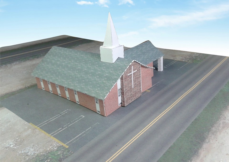 Z Scale Building - Church (Pre-Cut Card Stock Paper Kit) | eBay