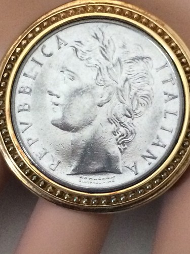 Vintage Repvbblica Italiana L.100 Coin 925 Italy Gold Overlay Sterling ...
