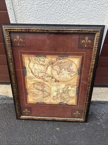 Old World Map Corners Framed Art 25-26x31-32 | eBay