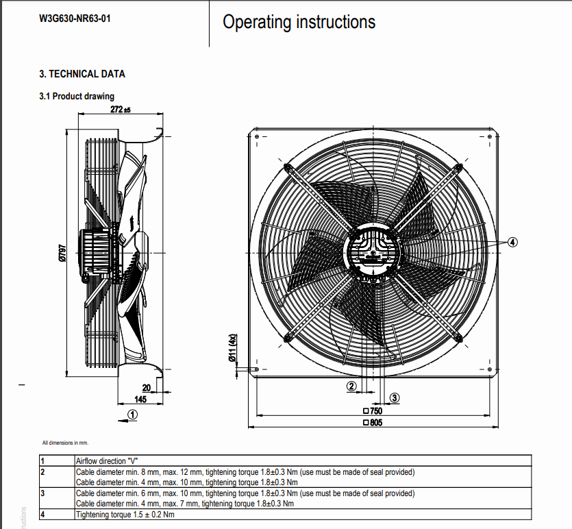 Ebmpapst W3G630-NR63-01 Axial Fan 400V 1150W 630MM Air Conditioner ...