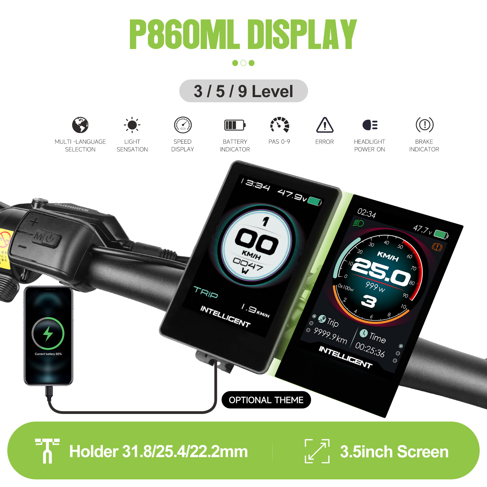 Electric Bike Multi Display EKD01 P860ML 500C for Bafang BBS HD Mid ...