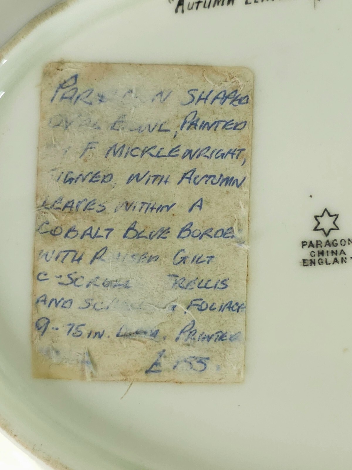 Paragon Porcelain oval dish, Titled Autumn Leaves, Signed F ...