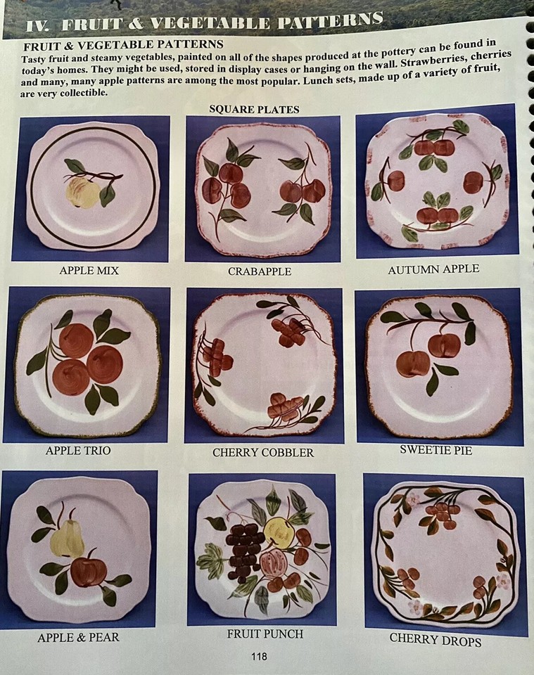 Vintage Blue Ridge pottery square plate Apple Trio mid century fruit ...