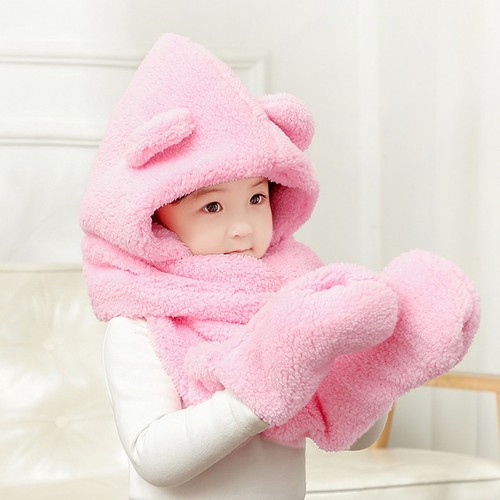 Plush Scarf Cap Casual Windproof Cute Fluffy Neck Scarf Gloves Hat Warm ...