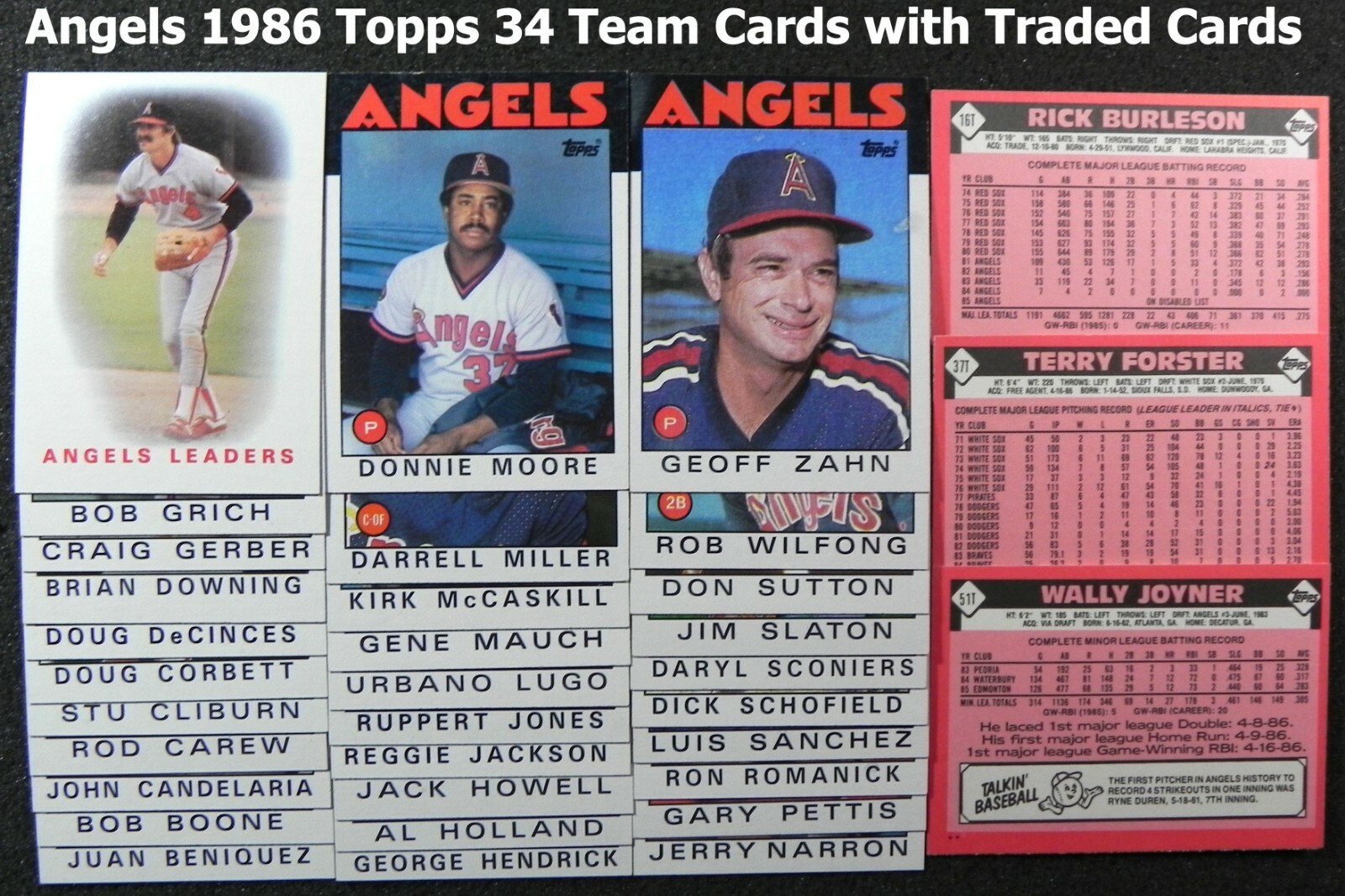CALIFORNIA ANGELS 1986 Topps 34-Card Team Set with Traded Cards _ Exact ...