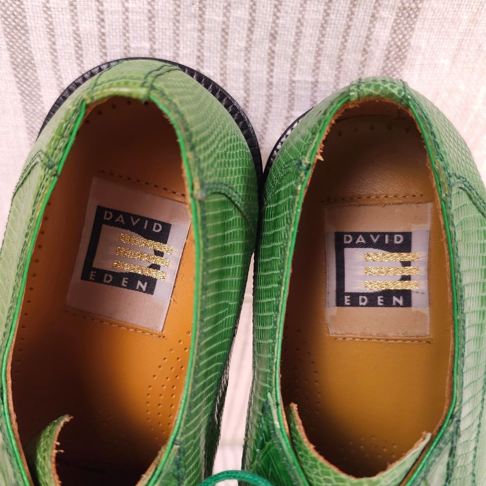 DAVID EDEN Crocodile Lizard Exotic Leather Oxfords Mens 8 Dress Shoes 🦎 ...