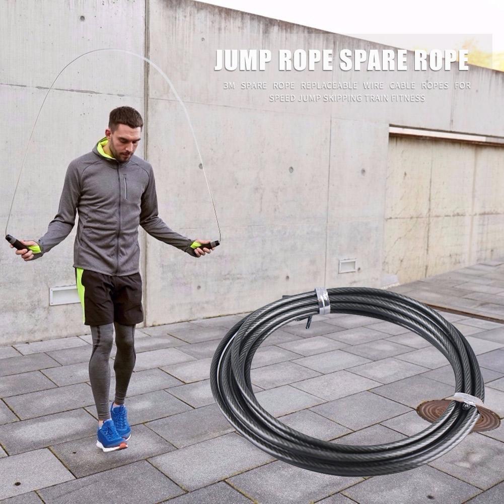 3m Spare Rope Speed Jump Skipping Workout Replaceable Steel Wire (Black ...