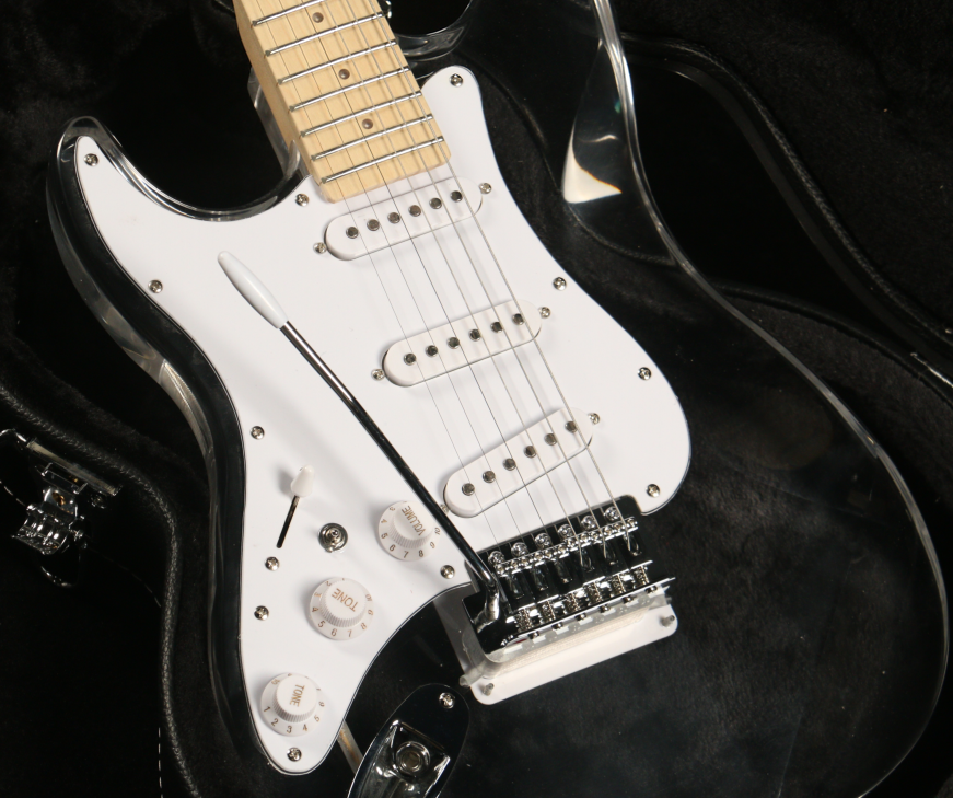 Left-handed ST Electric Guitar Blue LED Acrylic Body Maple Fretboard ...