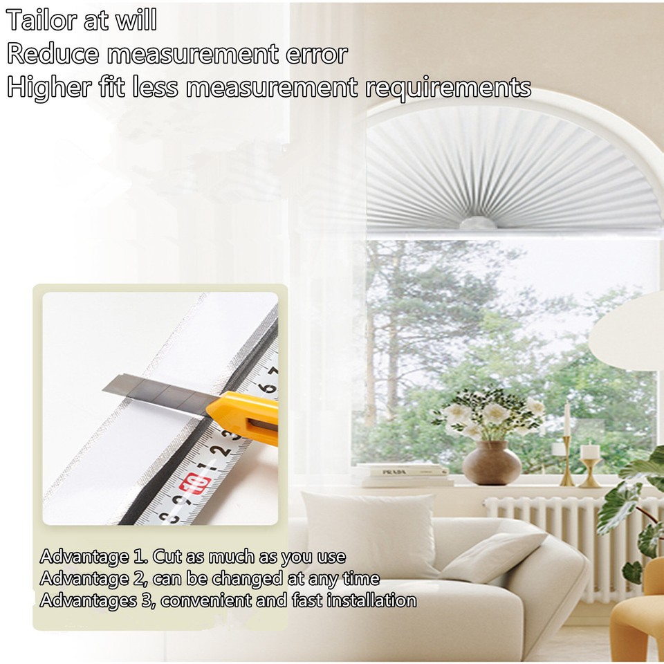 Arch Window Pleated Blind Half Circle Window Shades Cordless Round ...