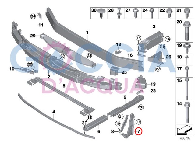 BMW 2 F46 1.5d 70kw Front Right Vertical Brace 51117498085 2016 Genuine ...