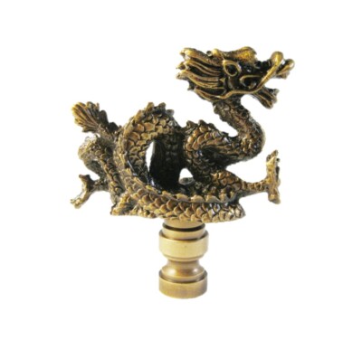 Lamp Finial-SERPENT/DRAGON-Aged Brass Finish, Highly detailed metal ...