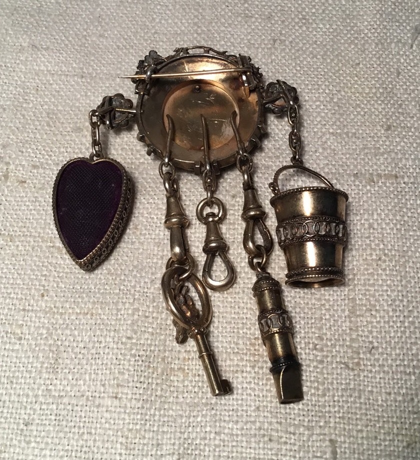 Antique Magnificent Sterling Silver Dutch Royal Seal Chatelaine Brooch ...