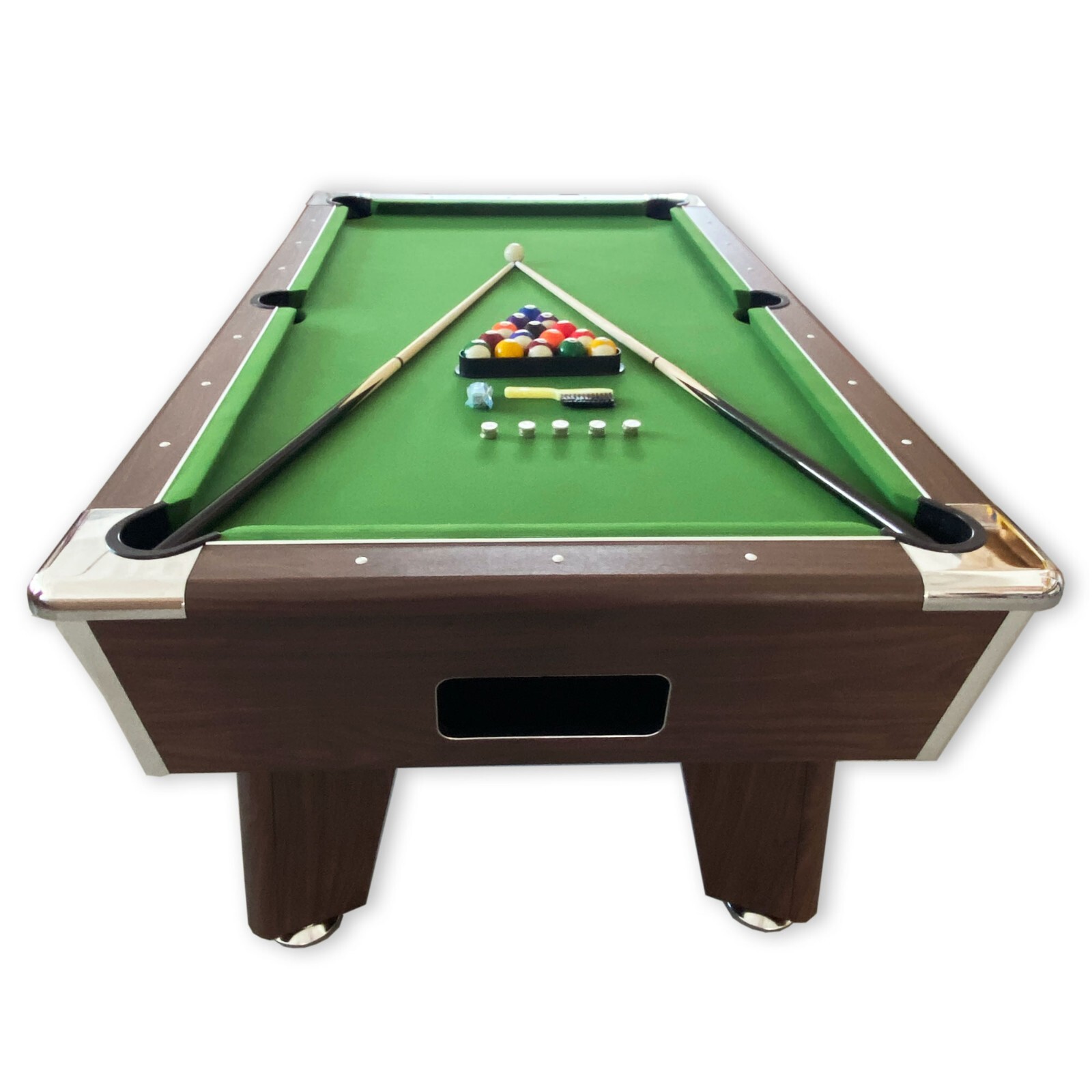 7FT Coin Operated Pool Table Billiards green with accessories ...