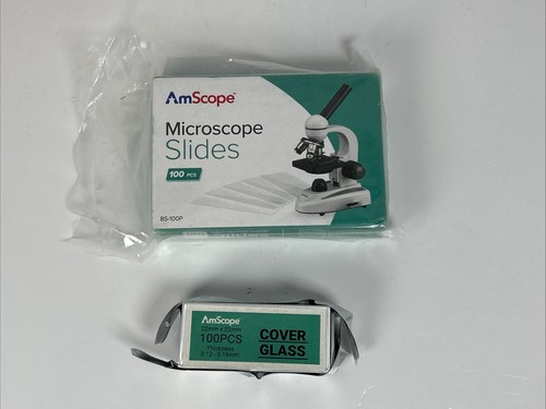 AmScope Microscope Slides 100 PCs Glass, Ground Edges + 100 22x22mm ...