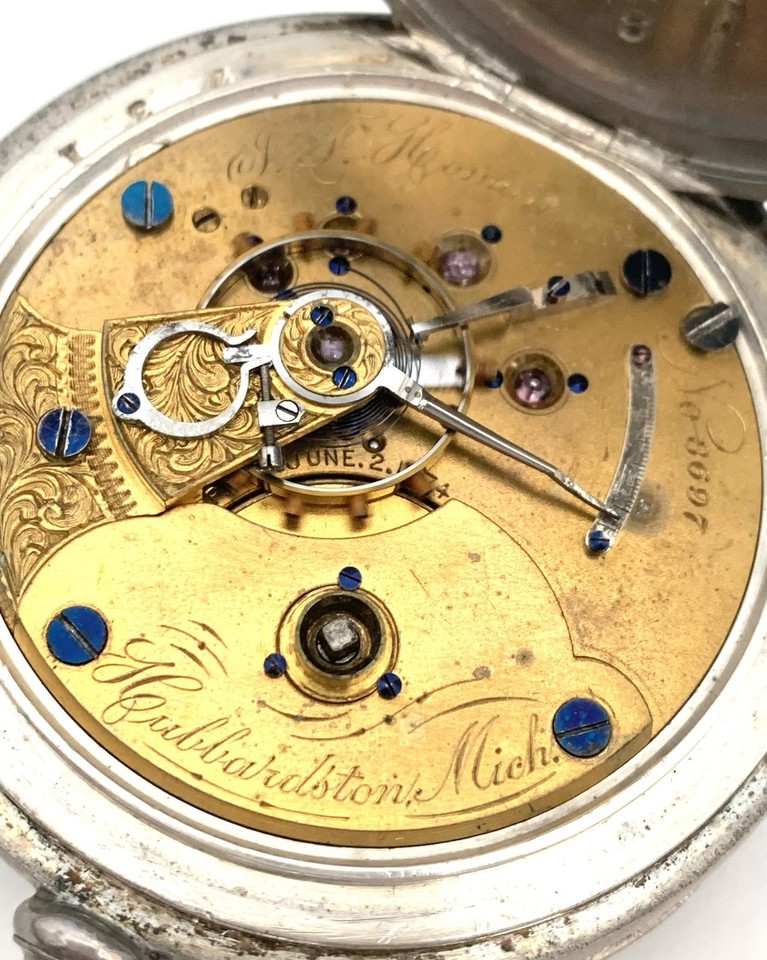 HUGE 56mm COIN SILVER 1877 ROCKFORD 18s EARLY Vintage POCKET WATCH ...