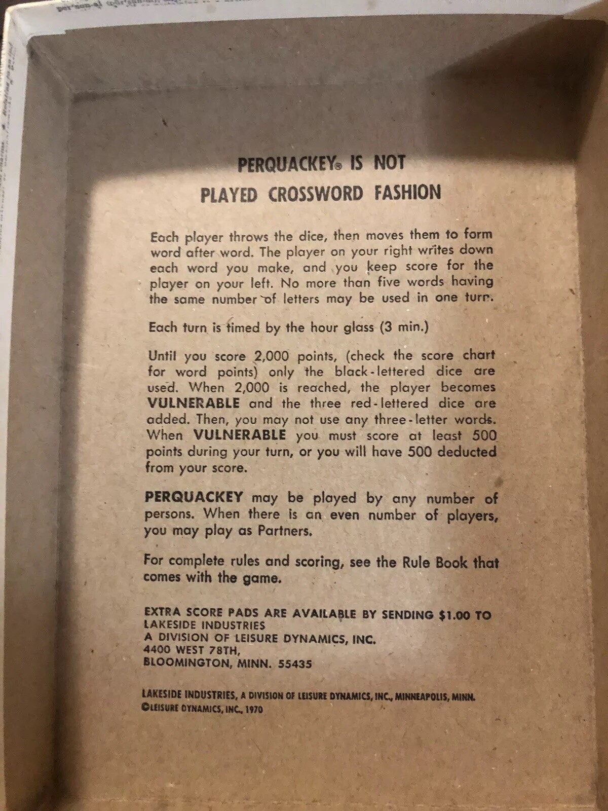Perquackey The Different Word Game vintage Lakeside Industries 1970 ...