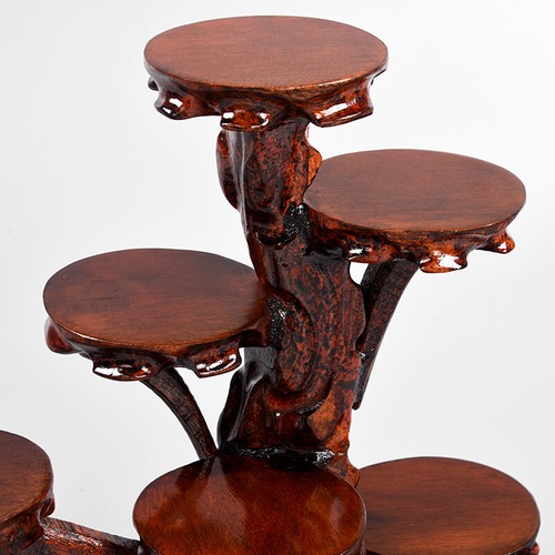 big Wooden Tree Display Rack Stand Craft Art Statue Base Holder Planter ...