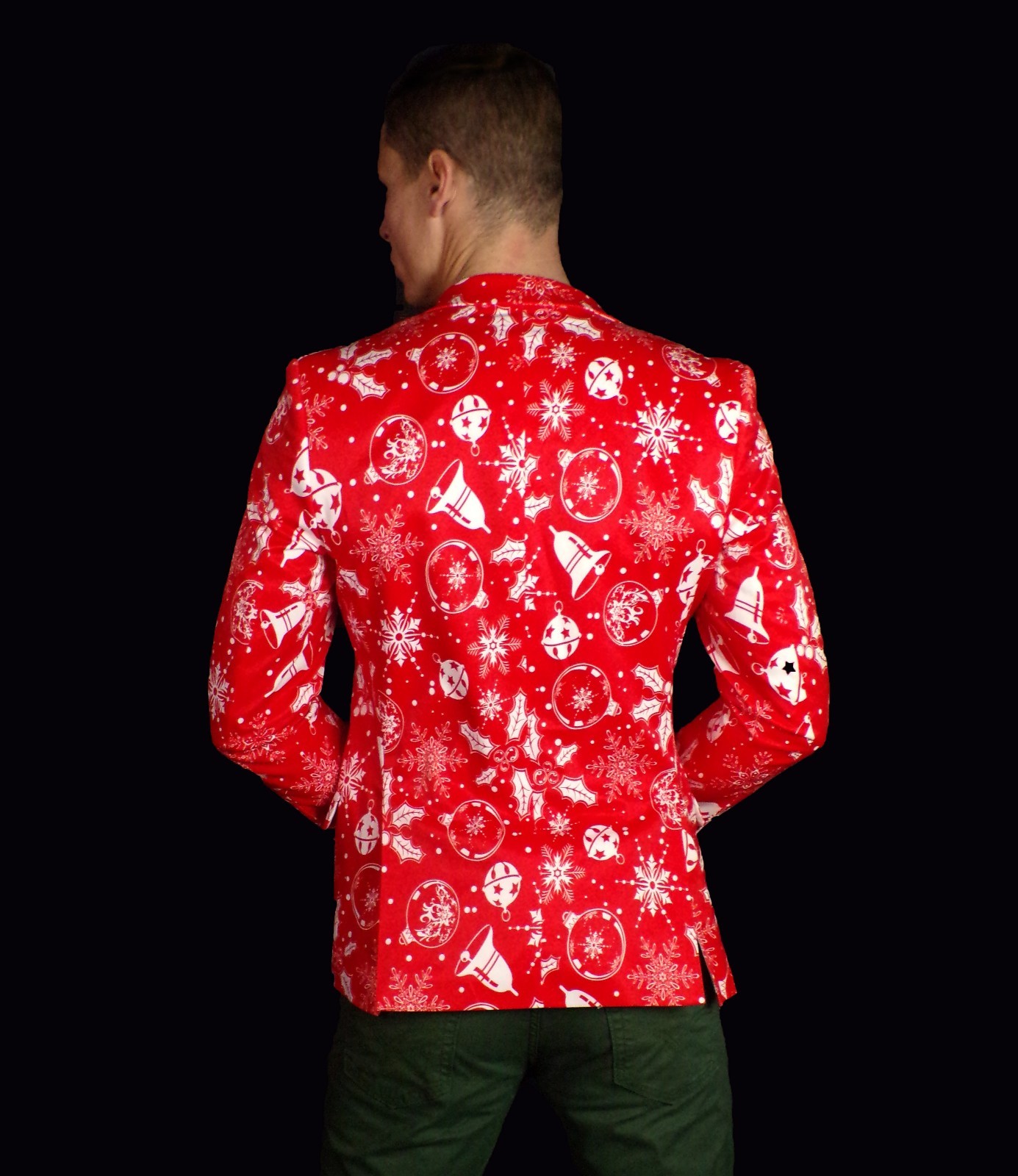 NWT Suslo Couture Mens Red & White Holiday Christmas Snowflake Blazer ...