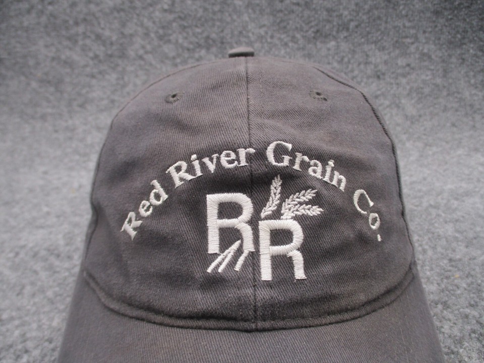 Red River Grain Co Hat Cap Gray Strap Back Mens Adjustable Farm Ag C5 ...