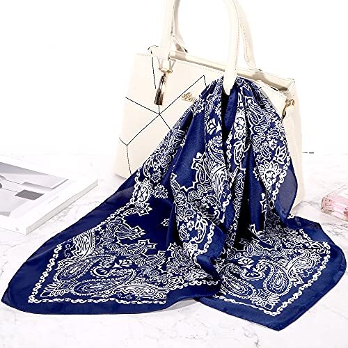 DOOBO 3 Pcs 27.5 Inches Satin Head Scarf Hair Scarf Silk Caramel,blue ...