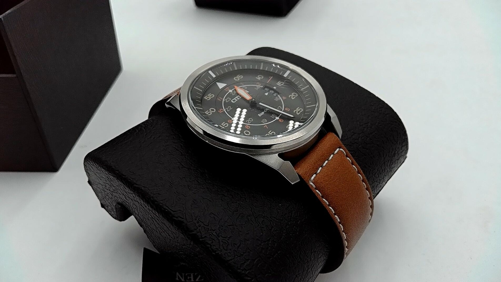 Citizen’s Men’s Eco-Drive 3-Hand Date Avion Watch with Leather Strap