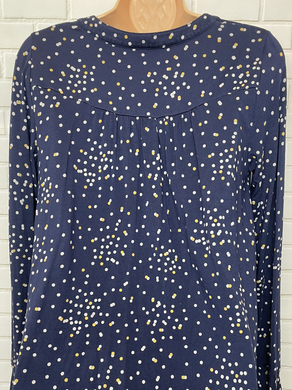 BODEN 10 Vgc Navy Blue Spot Jersey Long Sleeve Blouse - Gem