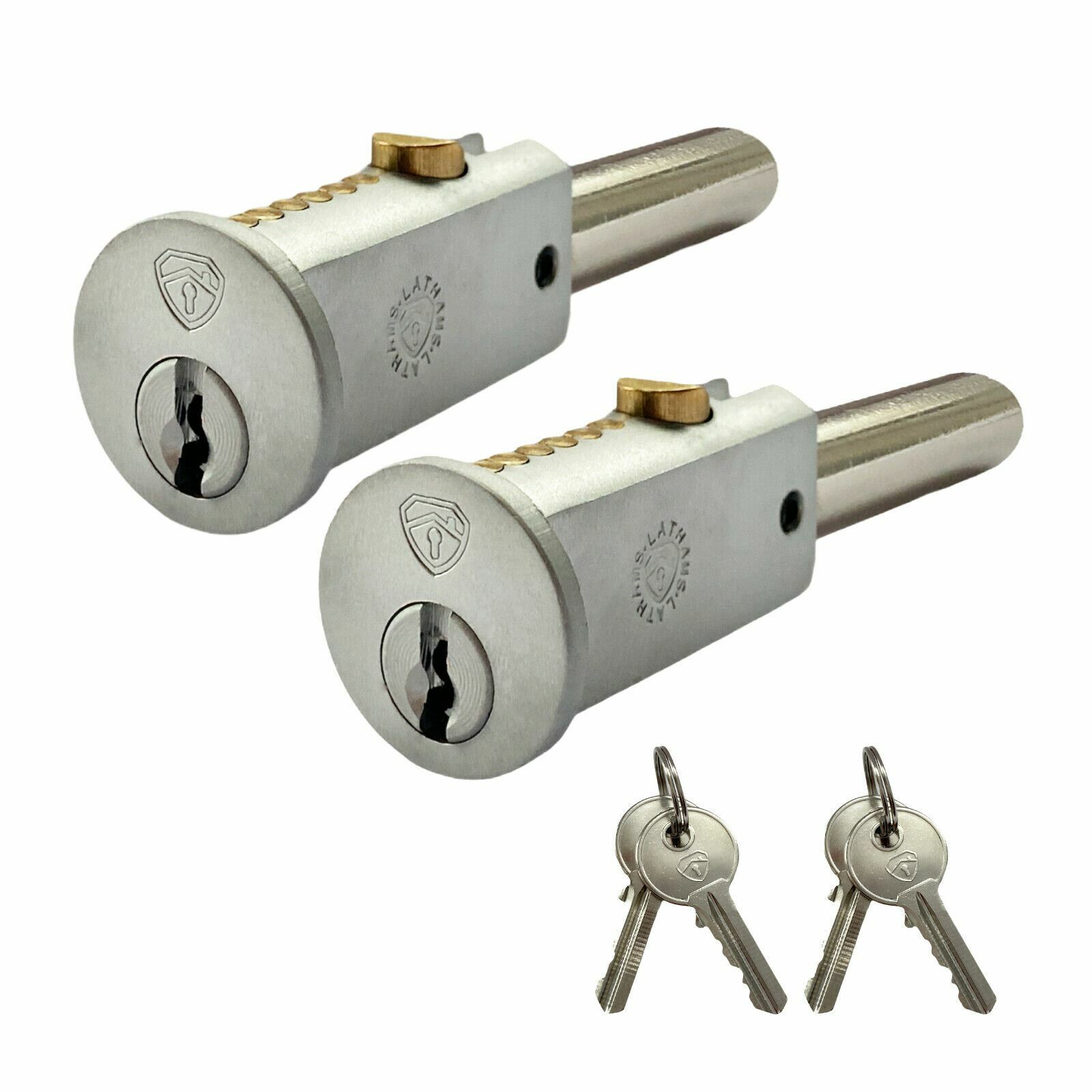 Pair of Roller Shutter Bullet Locks - Round Face Security Pin Lock (Key ...
