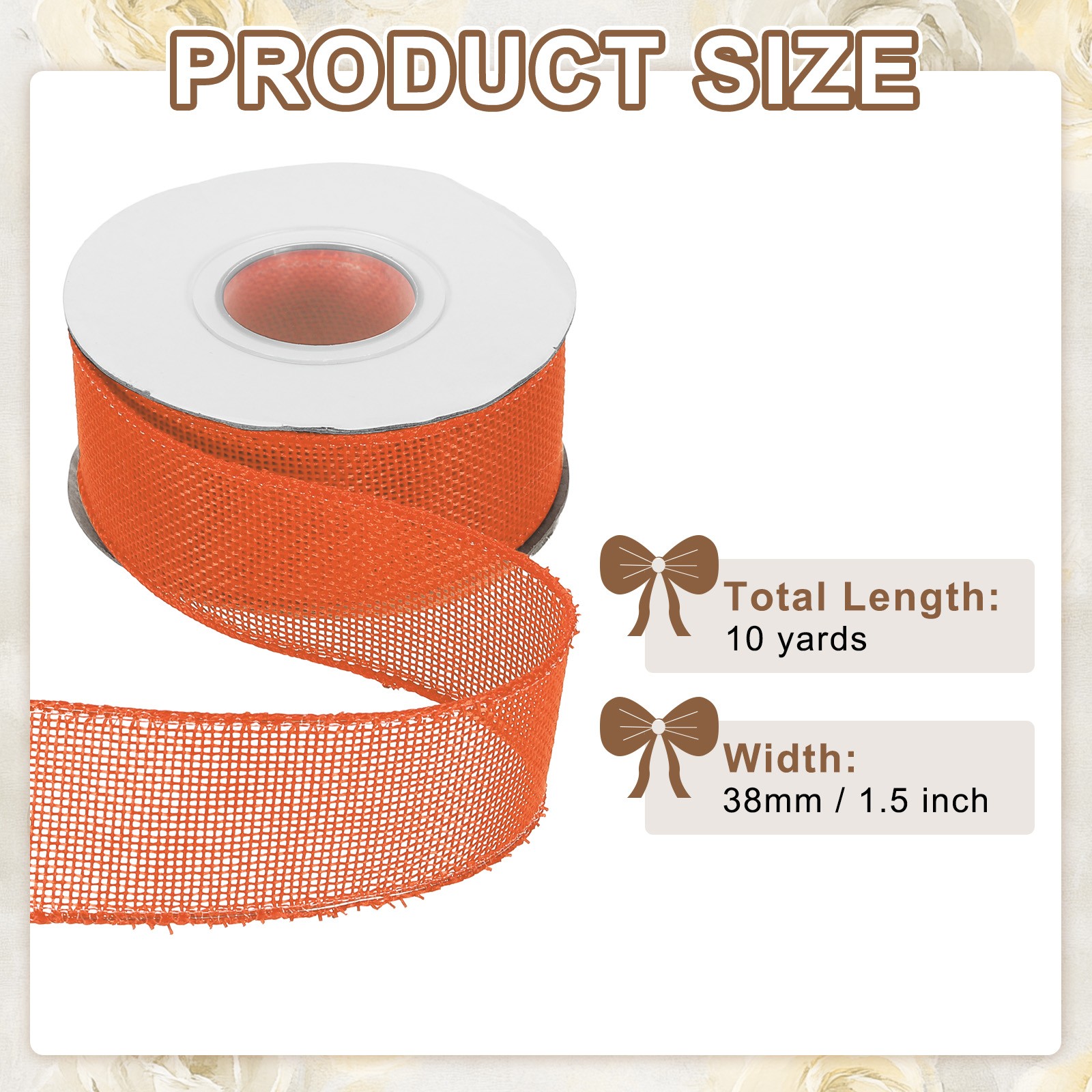 Burlap Wired Ribbon 1-1/2" x 10 Yard Wired Edge Ribbon Woven Strap ...