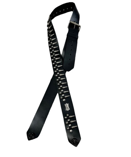 LEVY’S Guitar Strap Black Leather Solid Metal Fake Bullets USED | eBay