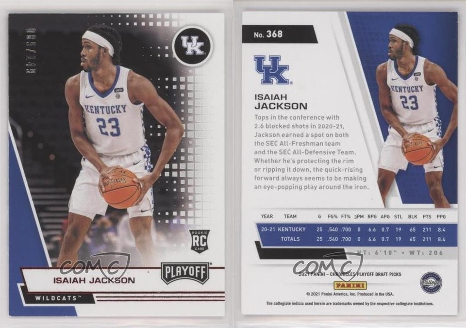 2021 Chronicles Draft Picks Playoff Red /149 Isaiah Jackson #368 Rookie ...