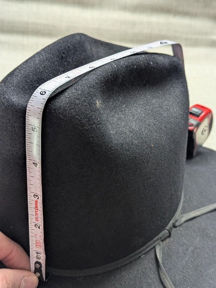 vintage STOCKMAN cowboy hat 7-3/8 black WESTERN wool TALL rodeo WIDE ...