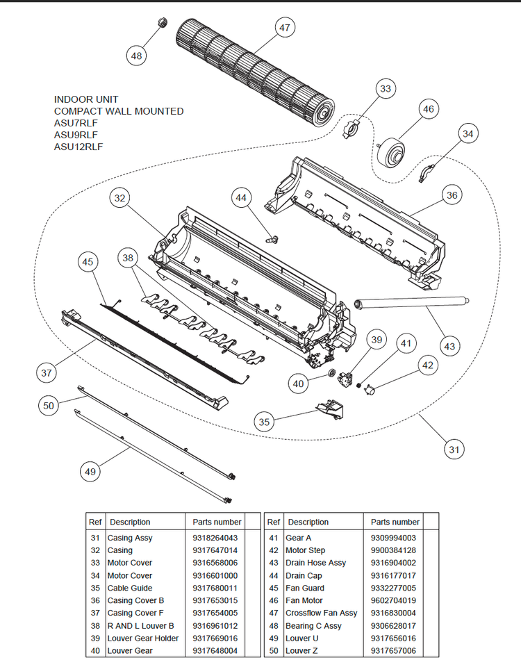 Fujitsu Fan Motor 9602704019 for ASU12RLF mini split wall unit | eBay