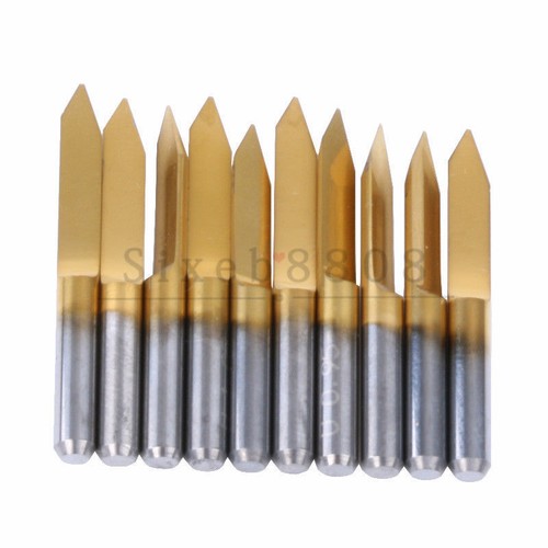 10pcs 45 Degree 0.3mm Titanium Coated Carbide PCB Engraving Bits CNC ...