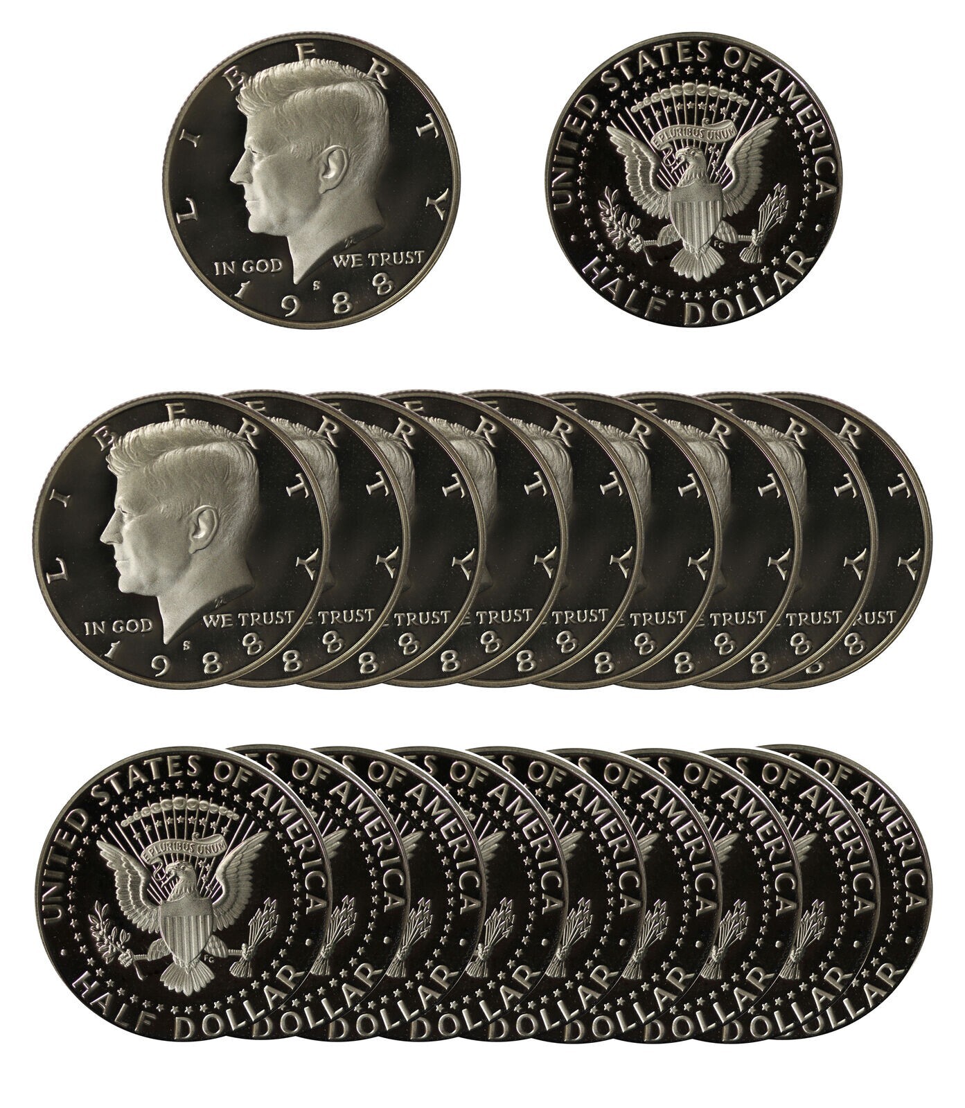 1988-S PROOF CLAD KENNEDY ROLL 20 COINS | eBay