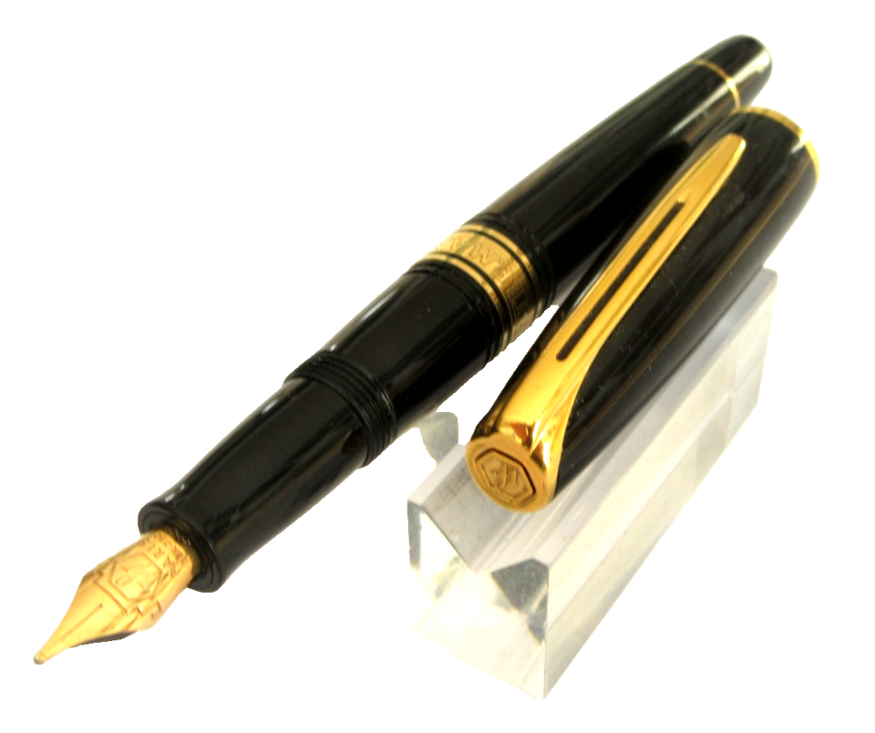 Prestige Fountain Pen Waterman Model Charleston Gold 18K Black Q264 | eBay