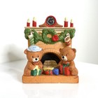 Vintage 80s Zayre Ceramic Porcelain Music Box Teddy Bear Fireplace ...
